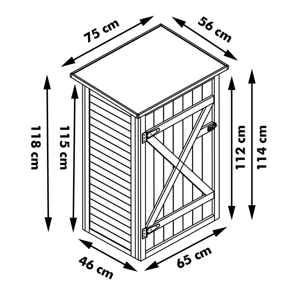 Outdoor Storage Shed with Floor & Adjustable Shelves, Wooden Garden Tool Cabinet Weatherproof, 71" Vertical Patio Organizer