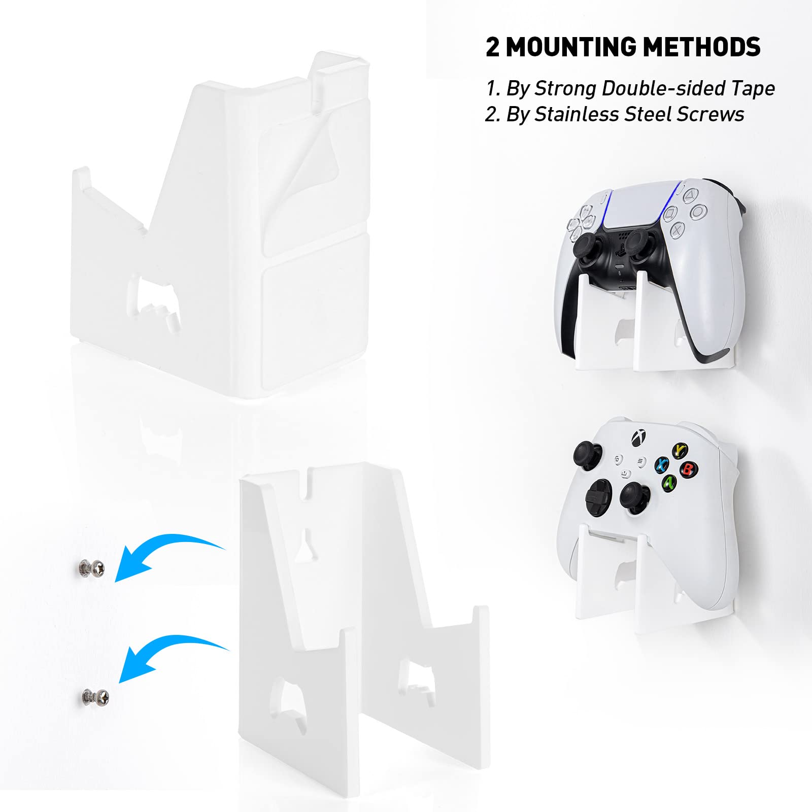 OAPRIRE Universal Controller Stand 2 Pack for PS5 PS4 Xbox ONE Switch, Desktop & Wall Controller Holder Gaming Accessories, Build Your Game Fortresses (White)
