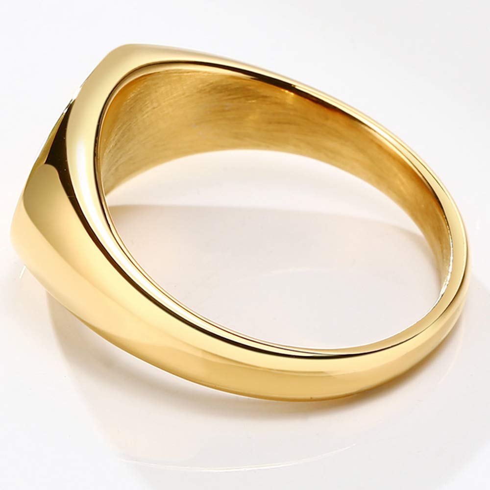 Jude Jewelers Stainless Steel Classical Simple Plain Oval Shape Signet Style Pinky Wedding Statement Promise Anniversary Ring (Gold, 5)