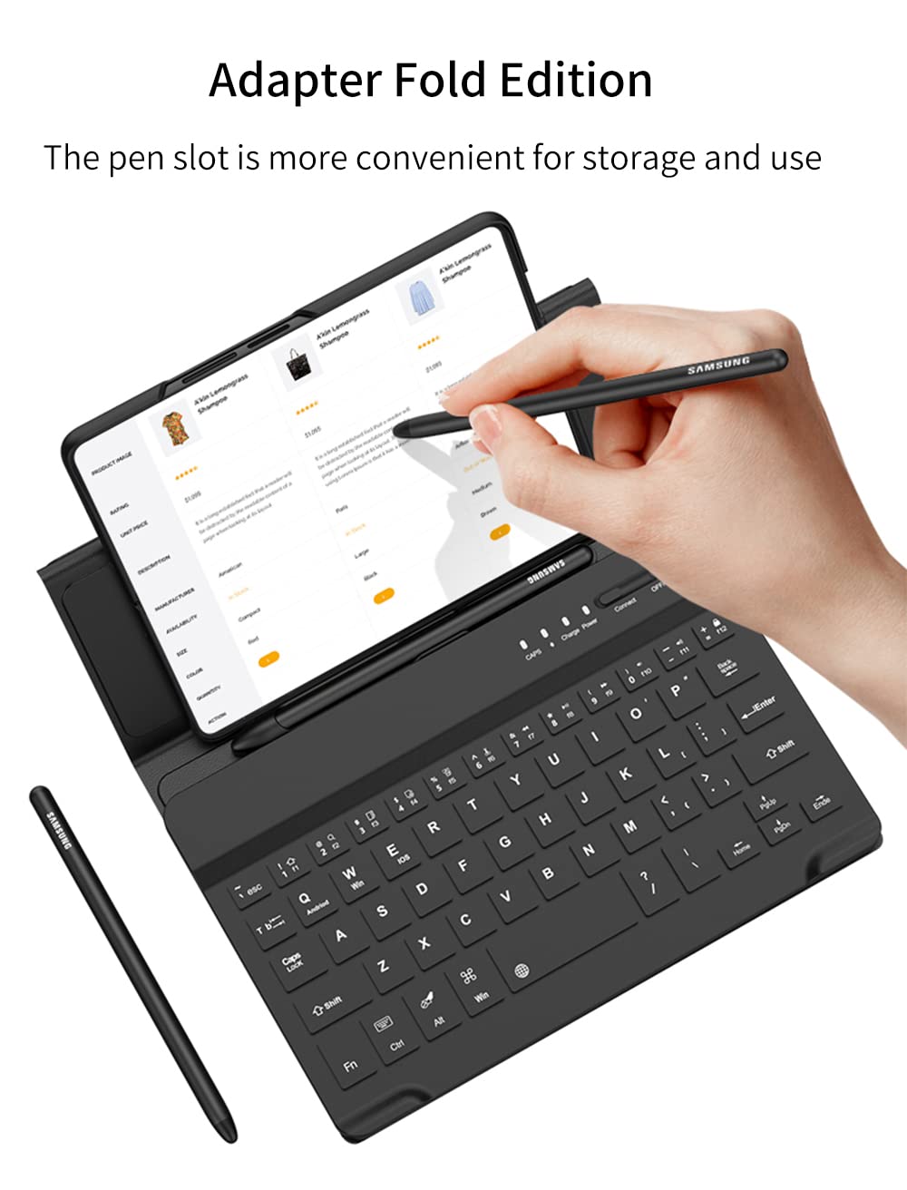 SHIEID Leather Cover for Samsung Galaxy Z Fold4 Keyboard Holster and S Pen Holder, Light Luxury Elegant with Kickstand Bluetooth Keyboard Wirelessly Connects Z Fold4 Keyboard, Green