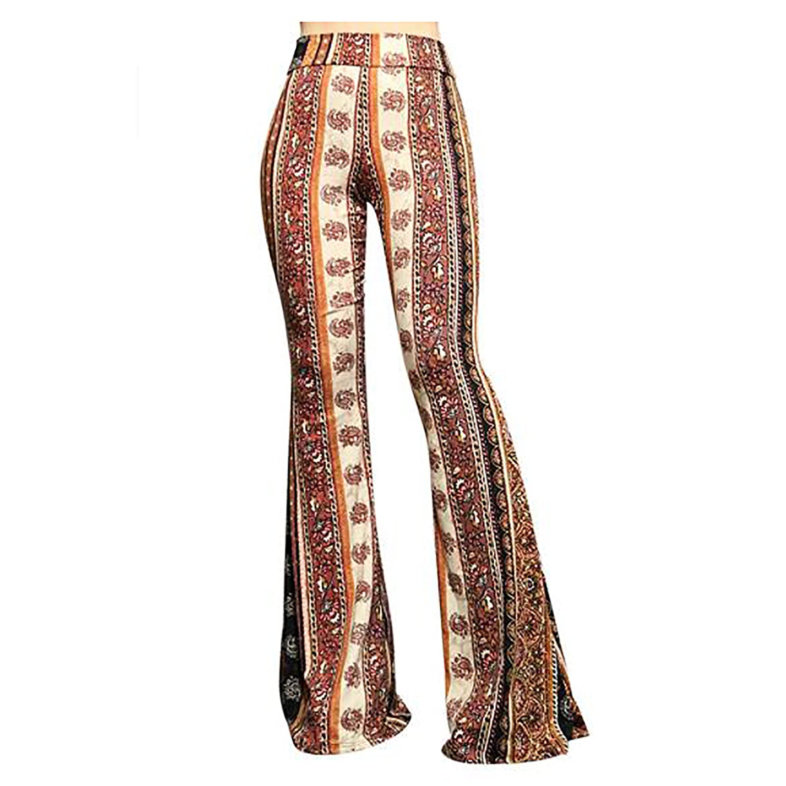 Pant Big and Tight-Fitting Bell-Bottom Summer Retro Hip Spring Women Womens Pants Color Casual Tie Waist Yoga Pants Orange