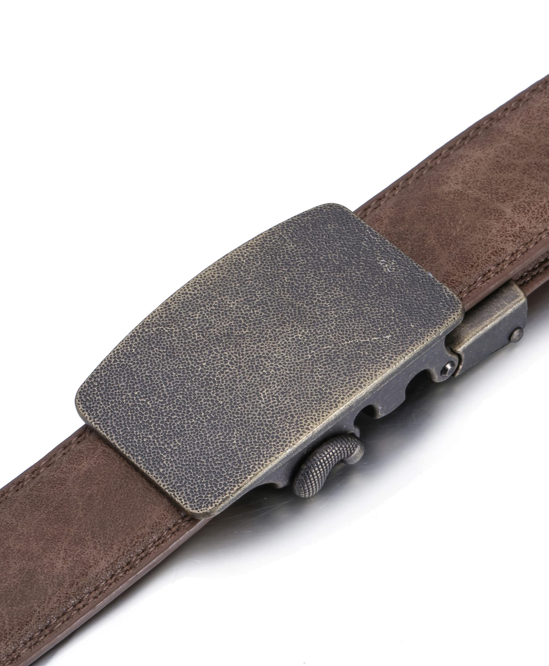 Marino Avenue Men’s Genuine Leather Ratchet Dress Belt With Automatic Buckle, Enclosed in an Elegant Gift Box - Particle Pattern - Cinnamon - Adjustable from 28" to 44" Waist