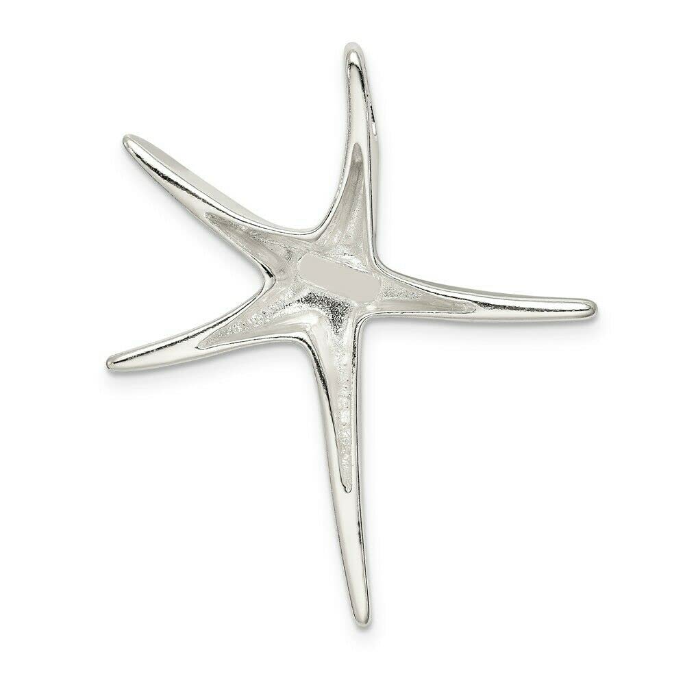 New .925 Sterling Silver Polished Plain Starfish Slide Pendant Charm AC2735ES