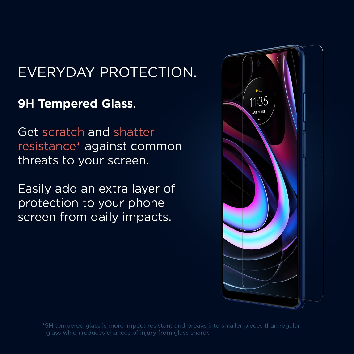 Motorola Moto Edge (2021) / Edge 5G UW Screen Protector- Strong 9H Tempered Glass for scratch and impact protection, anti fingerprints/smudge resistant [NOT for Edge, Edge+ 2020]