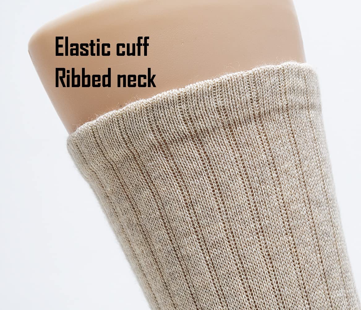 Men Women Cotton Crew Socks for Hiking - Thick Cushioned Athletic Seamless Socks with Arch Support