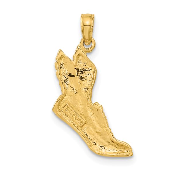 IceCarats 14K Yellow Gold Running Shoe Necklace Charm Sports Pendant 26mm x 15mm Only
