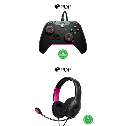 PDP Wired Controller + AIRLITE Headset with Mic for Xbox Series X|S, Xbox One, PC - Fuse Black