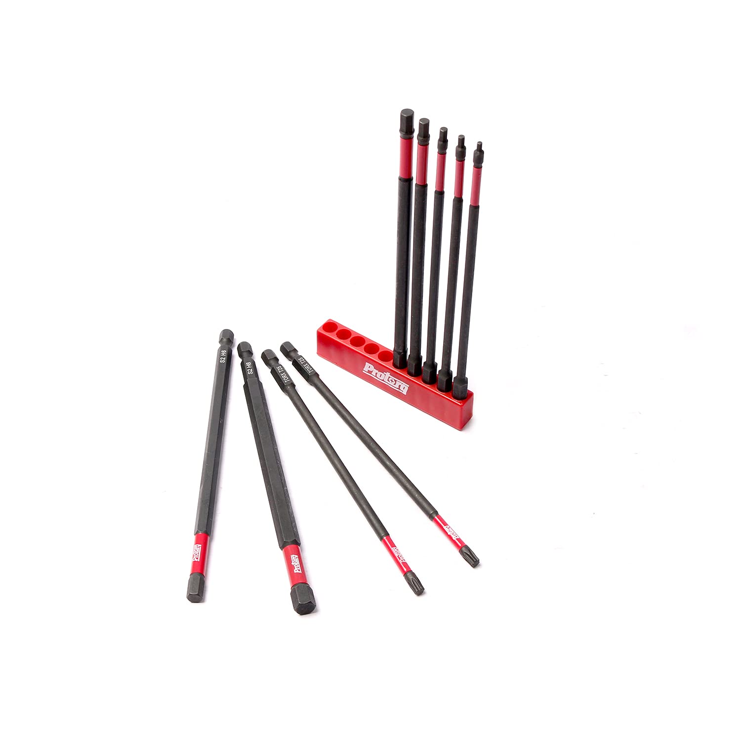 Protorq Long Impact Bit Set, Hex H2-H8,TORX T25, 6-Inch Length, 9-Piece,Industrial Strength, 1/4" Hex Shank, widely used in motorcycle, bike maintance.