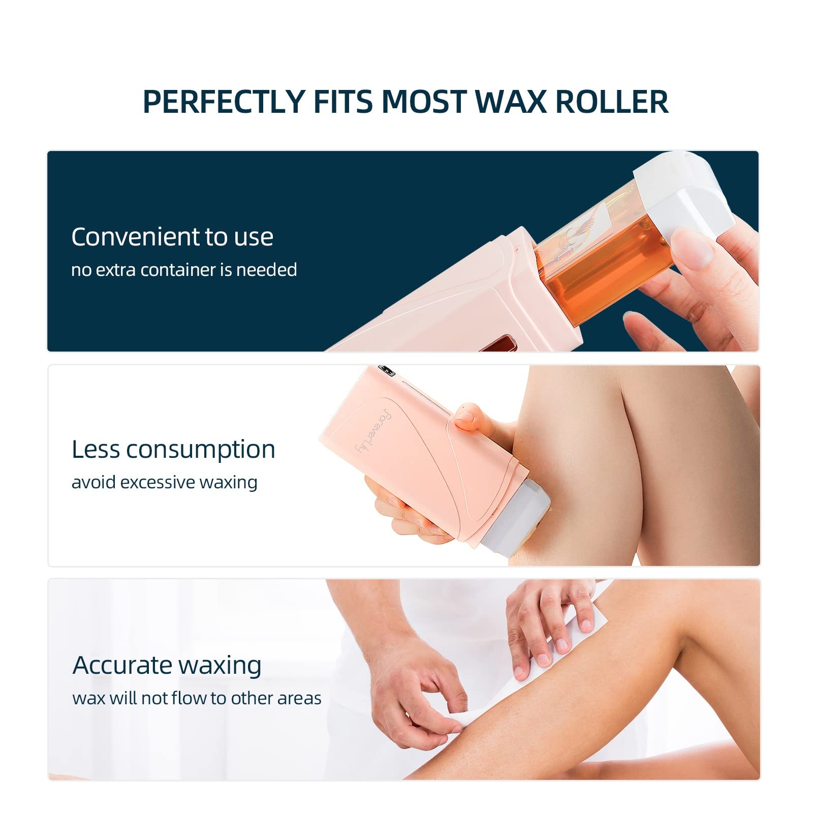 Roll on Wax Kit for Hair Removal, Wax Roller Kit with Wax Warmer Machine/Honey Roller Wax Cartridge/100Pcs Wax Strips, Roll on Wax Warmer kit Men Women, foreverLily