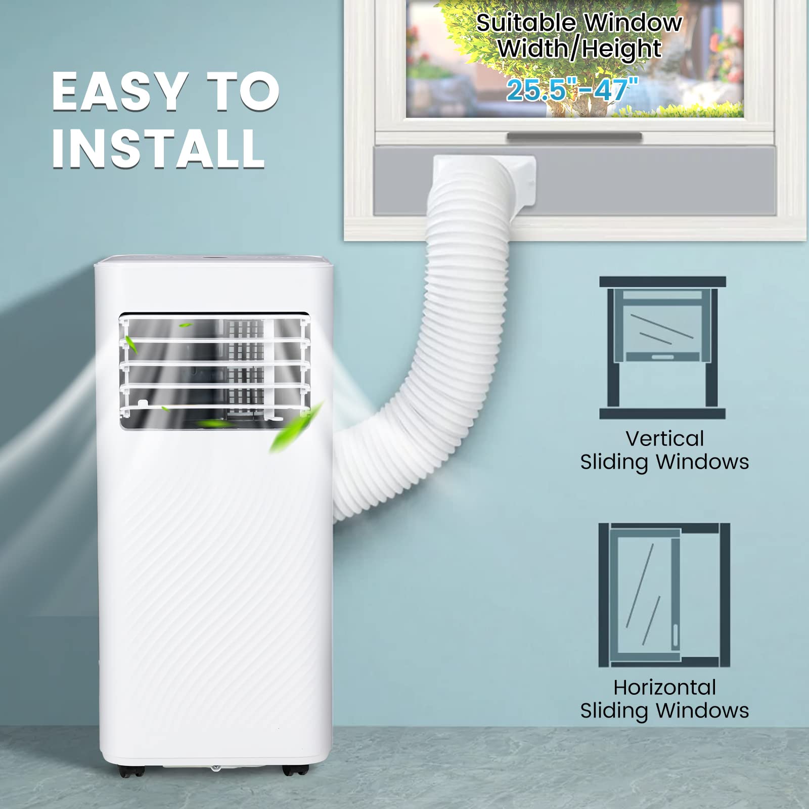 PETSITE 8000 BTU Portable Air Conditioner, 3 in 1 AC Cooling Unit with Remote Control, Dehumidifier, Sleep Mode, Window Kit, Personal AC Unit for Bedroom