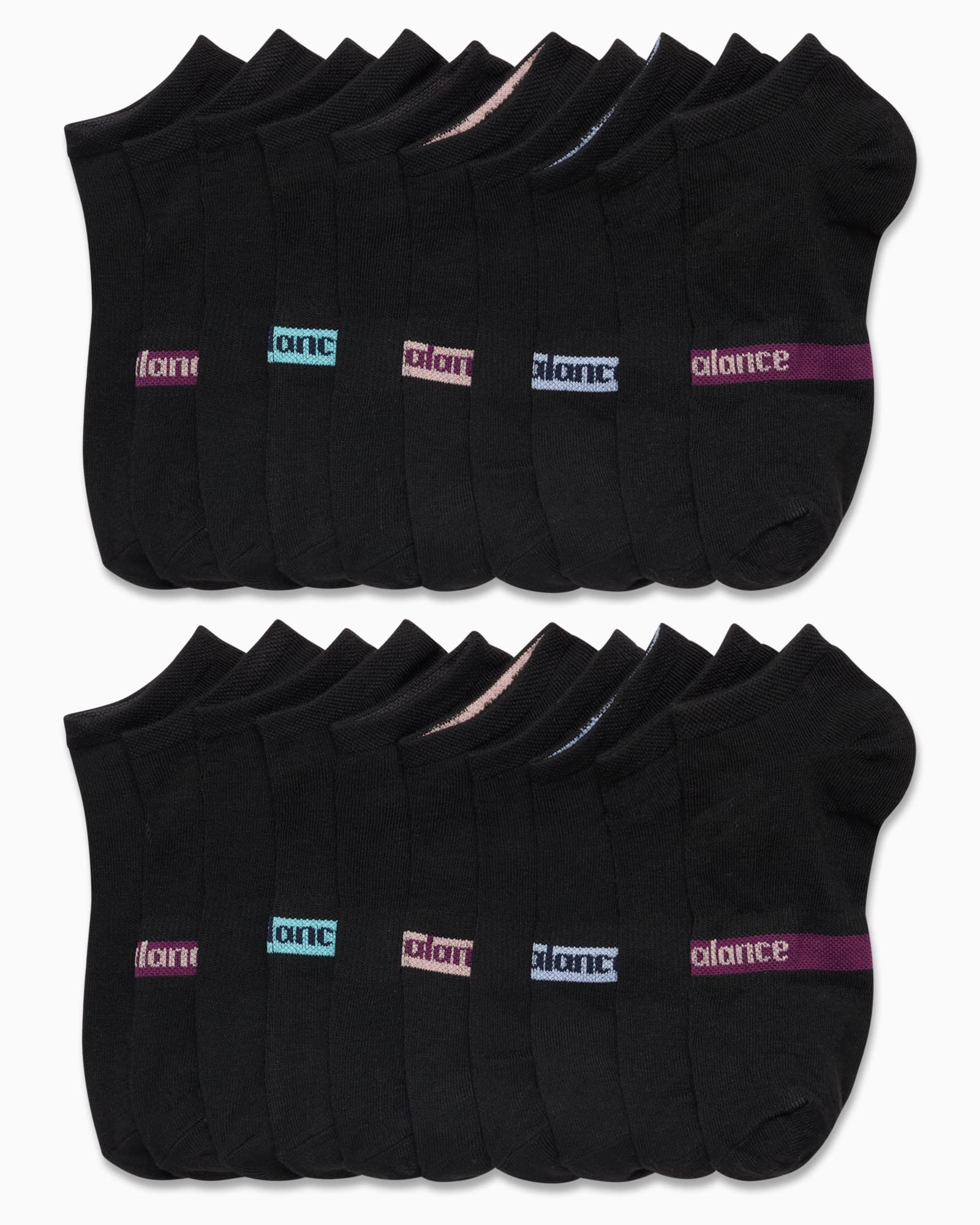 New Balance Women’s Athletic Socks – Lightweight Low Cut Ankle Socks (10, 20 Pack), Size 4-10, Black (20 Pack)