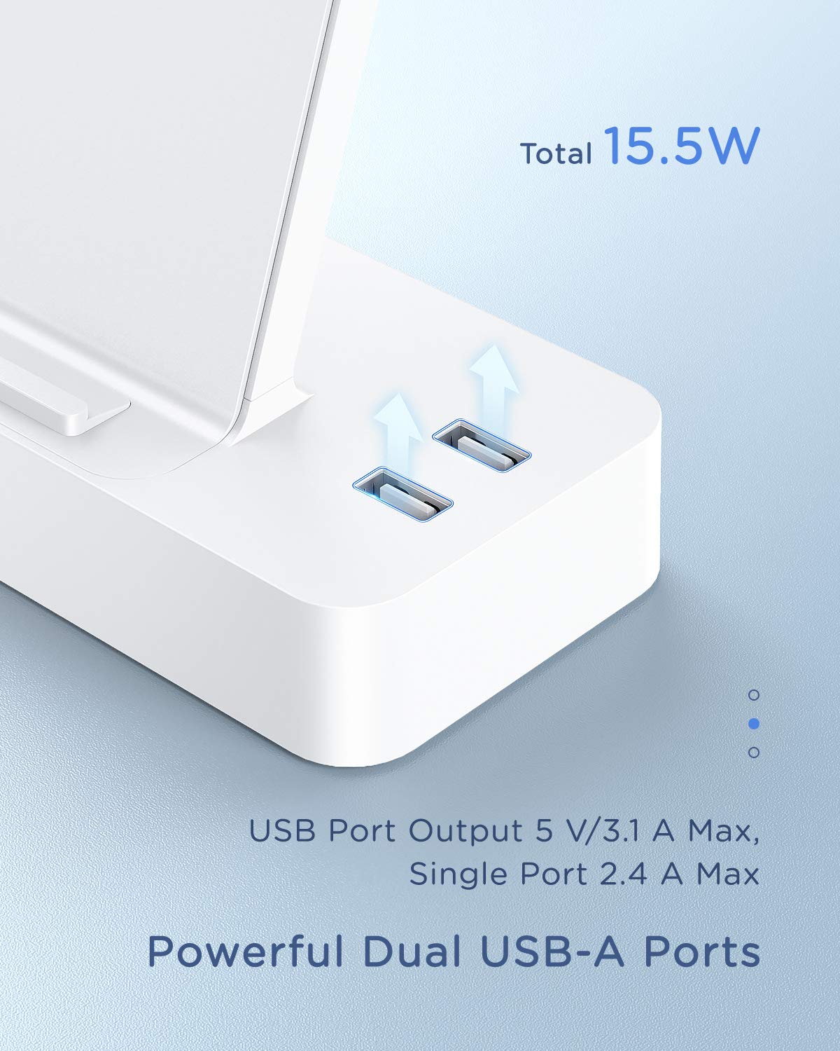 seenda Wireless Charger with 2 USB Ports - 3 in 1 Multi-Device Wireless Charging Stand Station Built-in AC Adapter, Compatible with iPhone SE2020, 11, XS Max, XR, X, 8 Plus, Galaxy, Note (White)