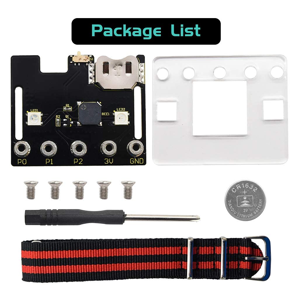 KEYESTUDIO Smart Watch Starter Kit for BBC Micro:bit V1 V2 Coding DIY for Beginners Kids (Without Microbit)