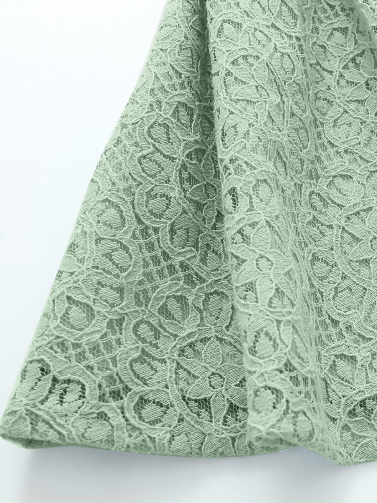 SISIDOLLS Little Girls Tie Back Sleeveless Ruffle Crochet Lace Elegant Dresses(Dusty Green, 5T)