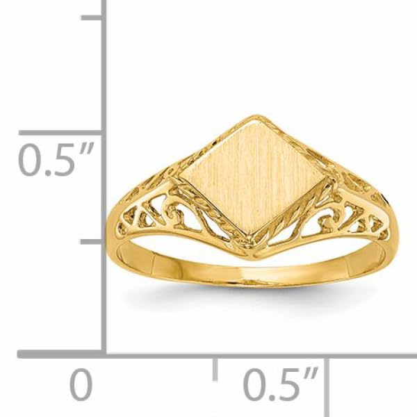 IceCarats 14K Yellow Gold Custom Engraved Signet Ring Handmade Personalized Monogram Initial Letter Band Size 5.25