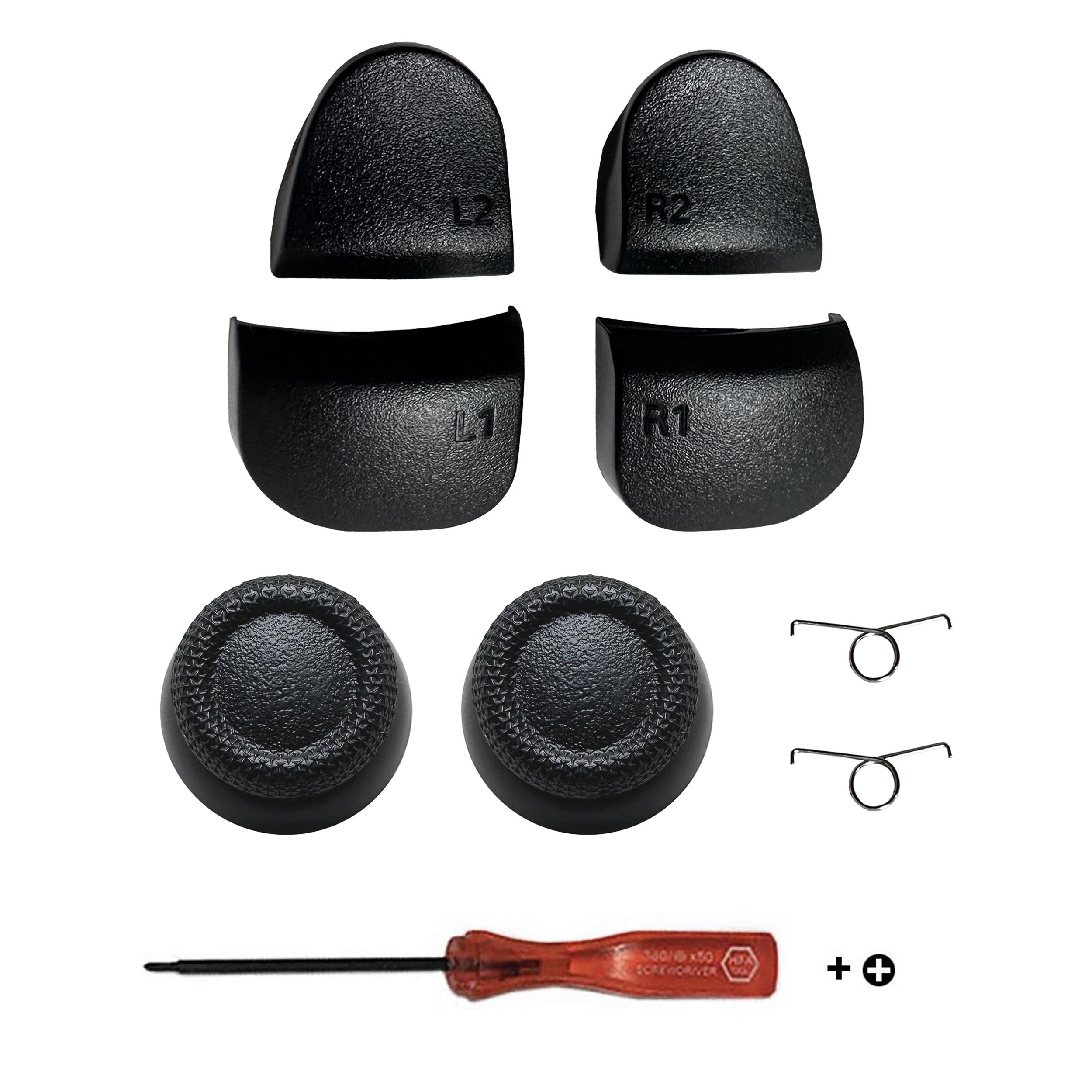 Partsatoz 8in1 Trigger L1 R1 L2 R2 Shoulder Buttons Springs Set with 3D Joystick Thumb Sticks Analog Thumbstick Replacement with Screwdriver for Sony Playstation 5 PS5 Controller