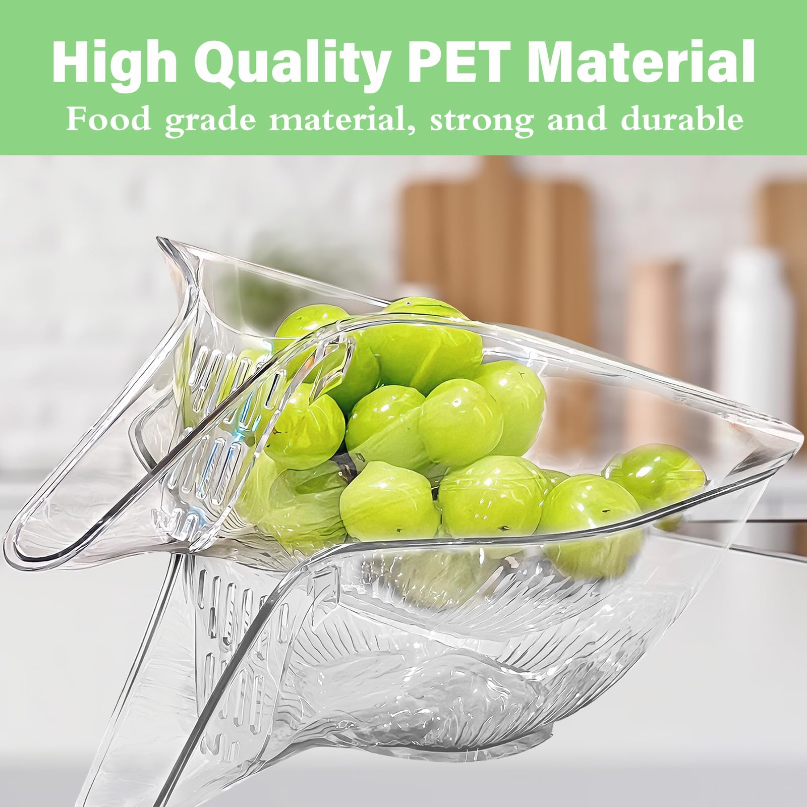 Yamjug Drainage Basket, 3 Pack 2024 Upgrade Drain Basket Funnel Multi-functional Drain Basket [30% Thicker] Removable Plastic Strainer Bowl Food Drainer for Food Fruits Pasta
