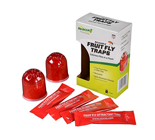 RESCUE! Fruit Fly Traps (Set of 2 Traps) β Reusable, Includes Liquid Bait Attractant
