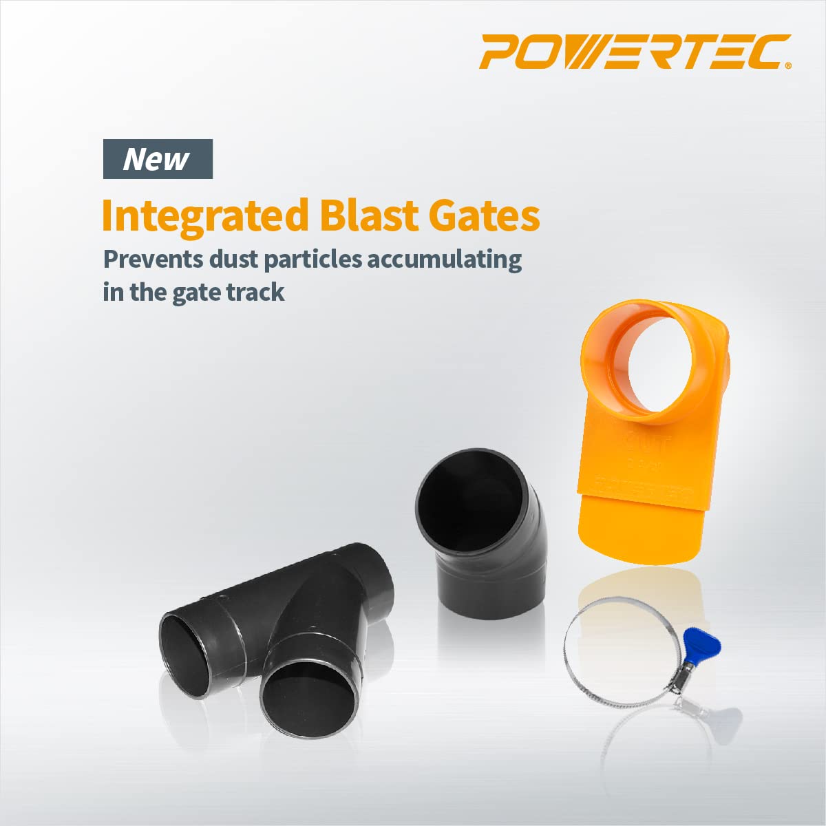 POWERTEC 70315 2-1/2-Inch Dust Collection Fittings Kit w/Connectors, Blast Gates and Clamps – Three Machine Set-Up