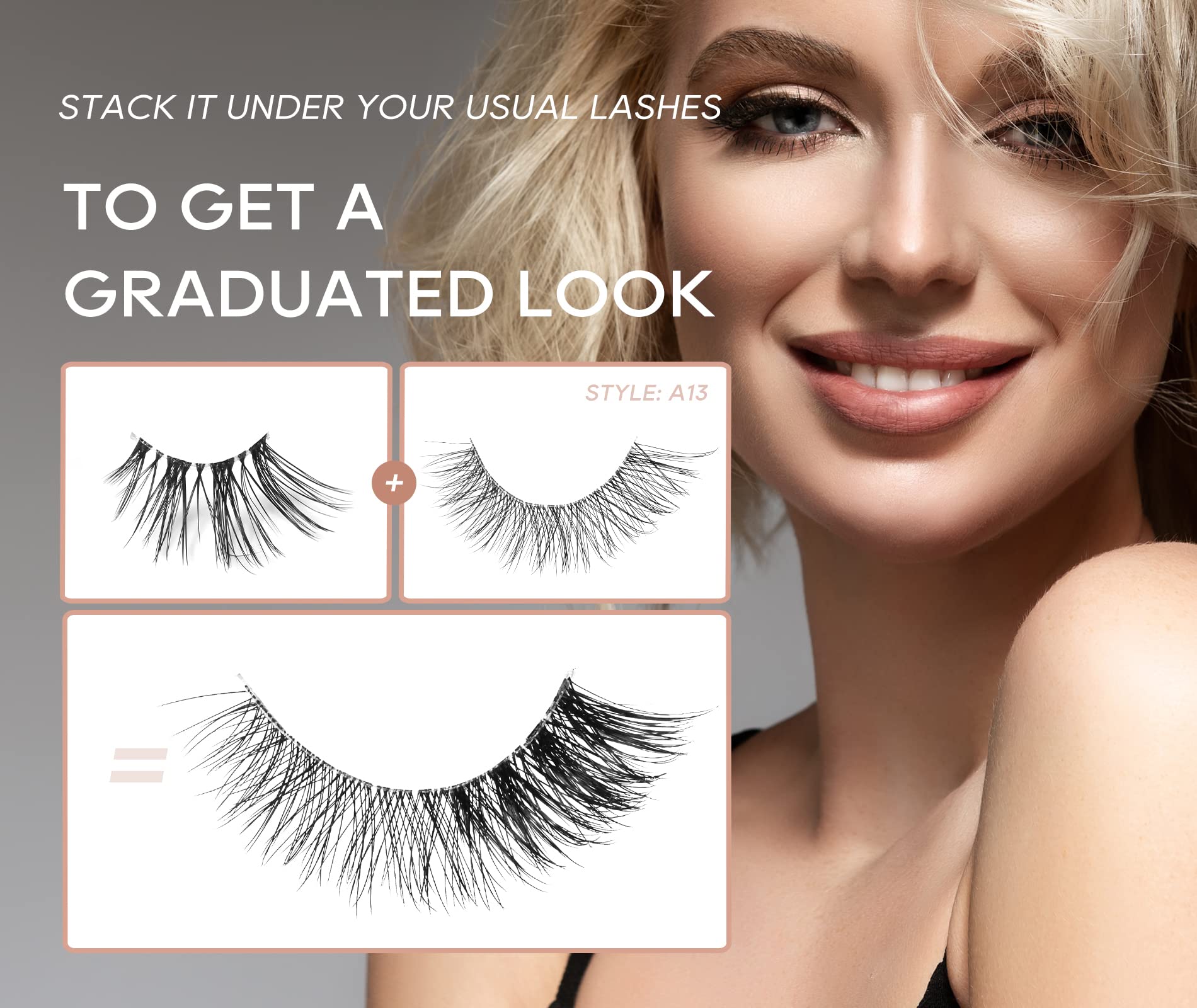 Onlyall Half Eyelashes Corner Lashes Natural Lashes Half Lashes Wispy End Lashes Corner Eyelashes 3/4 Lashes Clear Band Lashes 7 Pairs C03 (6MM-15MM)