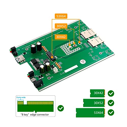 NGFF M.2 4G 5G Module to USB 3.0 Adapter with Cooling Fan, Dual SIM Card Slot High Gain Antenna Auxiliary Power Supply,3042 3052 Model M.2 Key B