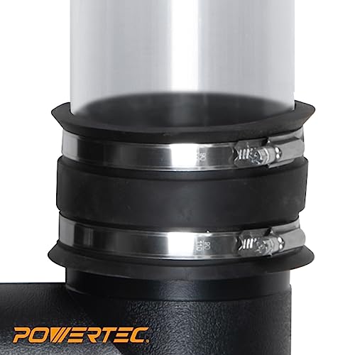 POWERTEC 70148 2-1/2 Inch Dust Control Flex Cuff with Steel Hose Clamps, Hose Connector Rubber Cuff Coupler for Woodworking Dust Collection Fittings, Dust Collector Accessories & Machinery, 1 pack