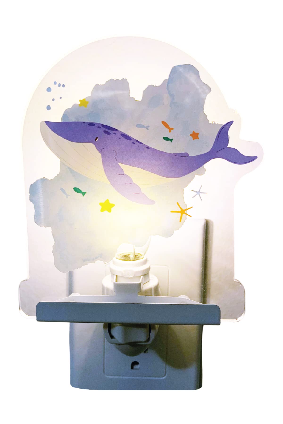 Solas Fifty Two Childrens Room Night Light for Kids Plug in Night Lamp Nursery Decor Made from Eco-Friendly Post Consumer Recycled Acrylic LED Bulb Included Switch (Whale)