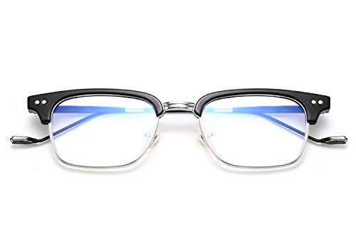 Karsaer Vision Blue Light Blocking Glasses, Half Metal Frame,Women&Men Computer Glasses Classic, Retro Designer Style,Anti Eyestrain/Filter Ray Lens-Silver