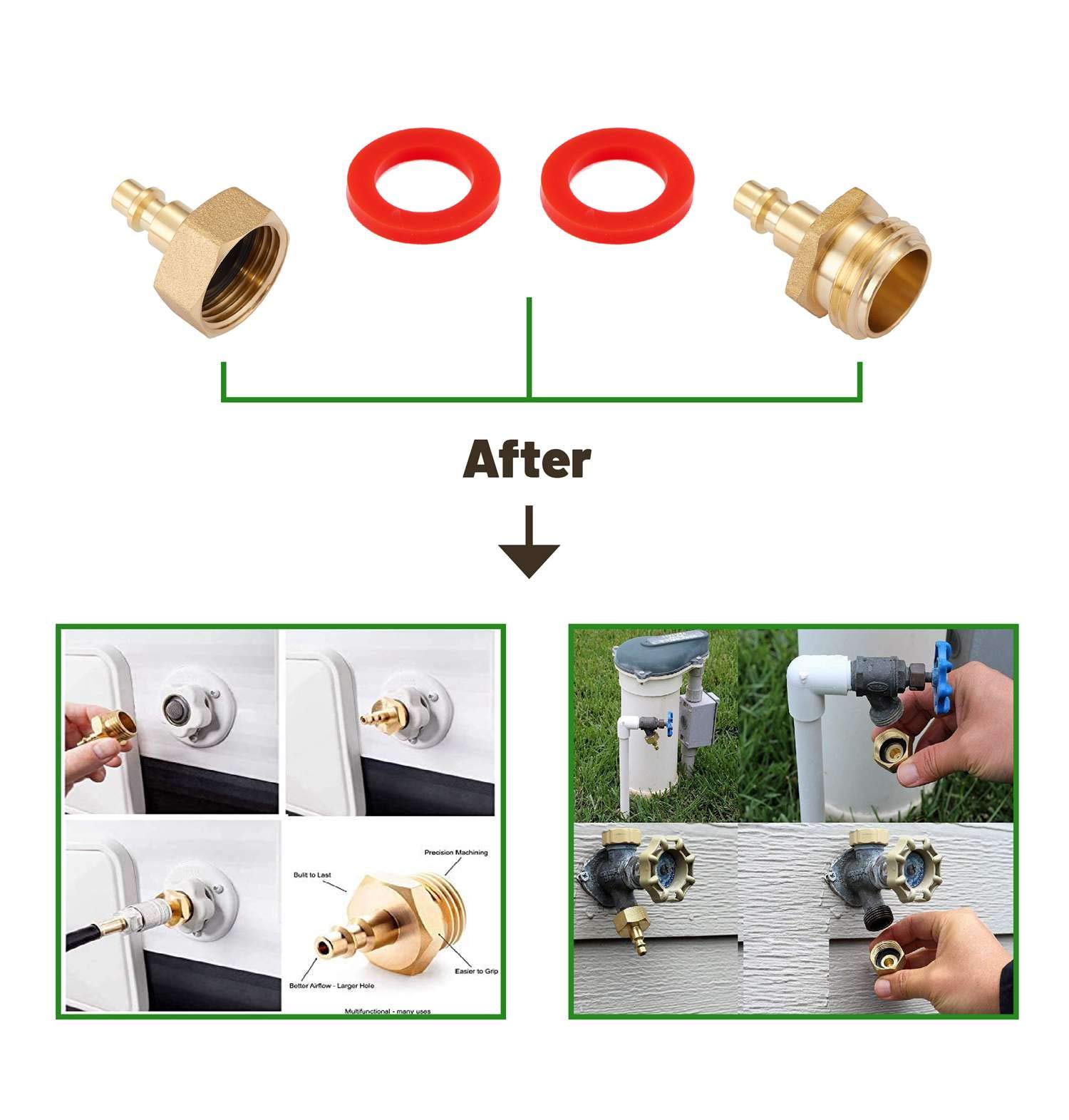 Litorange Lead-Free Brass Winterize Sprinkler Systems: Air Compressor Hose Water Faucet Blow Out Adapter Fitting For RV, Travel Trailer, Boat & Camper(a couple)