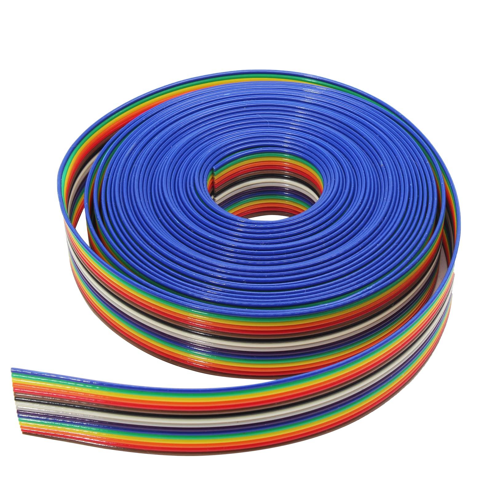 Piutouyar Rainbow Color IDC Ribbon Cable, 16 Wire (16ft/5m) IDC Wire Connectors for 2.54mm Pitch Connectors