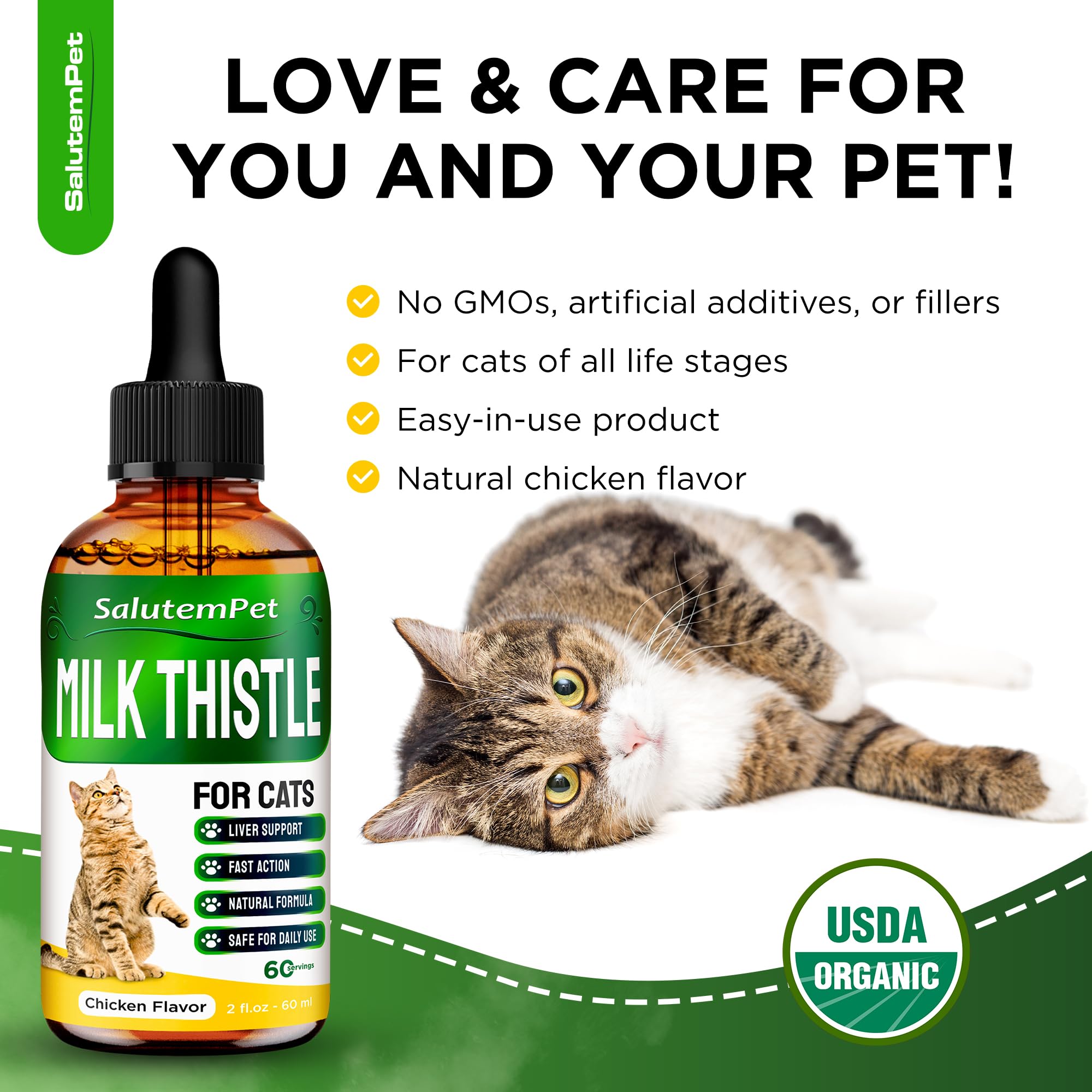 Сat Kidney Support | Milk Thistle for Cats | Kidney Support for Cats | Milk Thistle Cats | Cat Milk Thistle | Herbal Dietary Supplement | 2 Oz