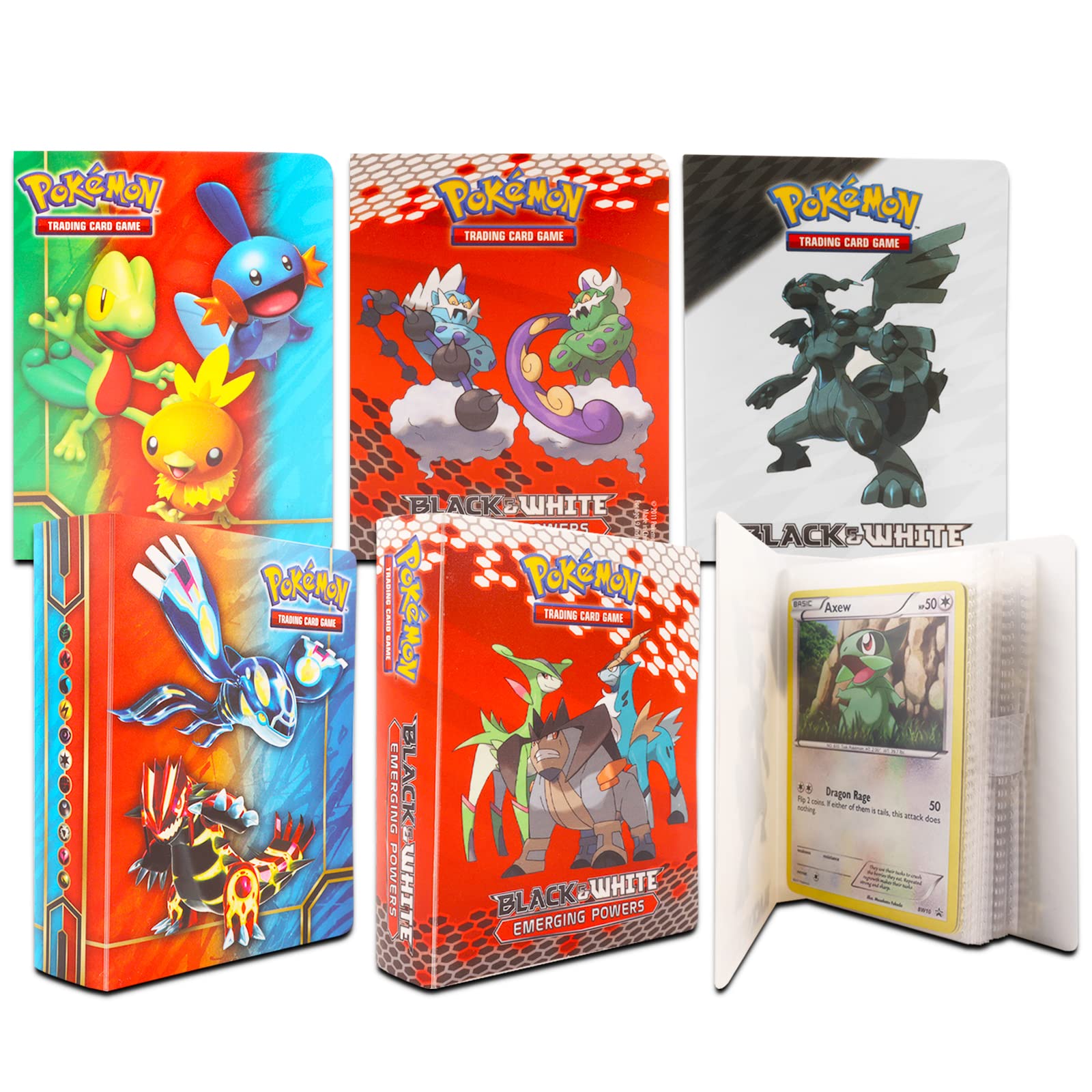 pokeball Pokemon Binders for Cards Bundle ~ 6 Pack Assorted Pokemon Album Card Holder, Each Holds 60 Cards Plus Door Hanger | Pokemon Card Carrying Case, Mini