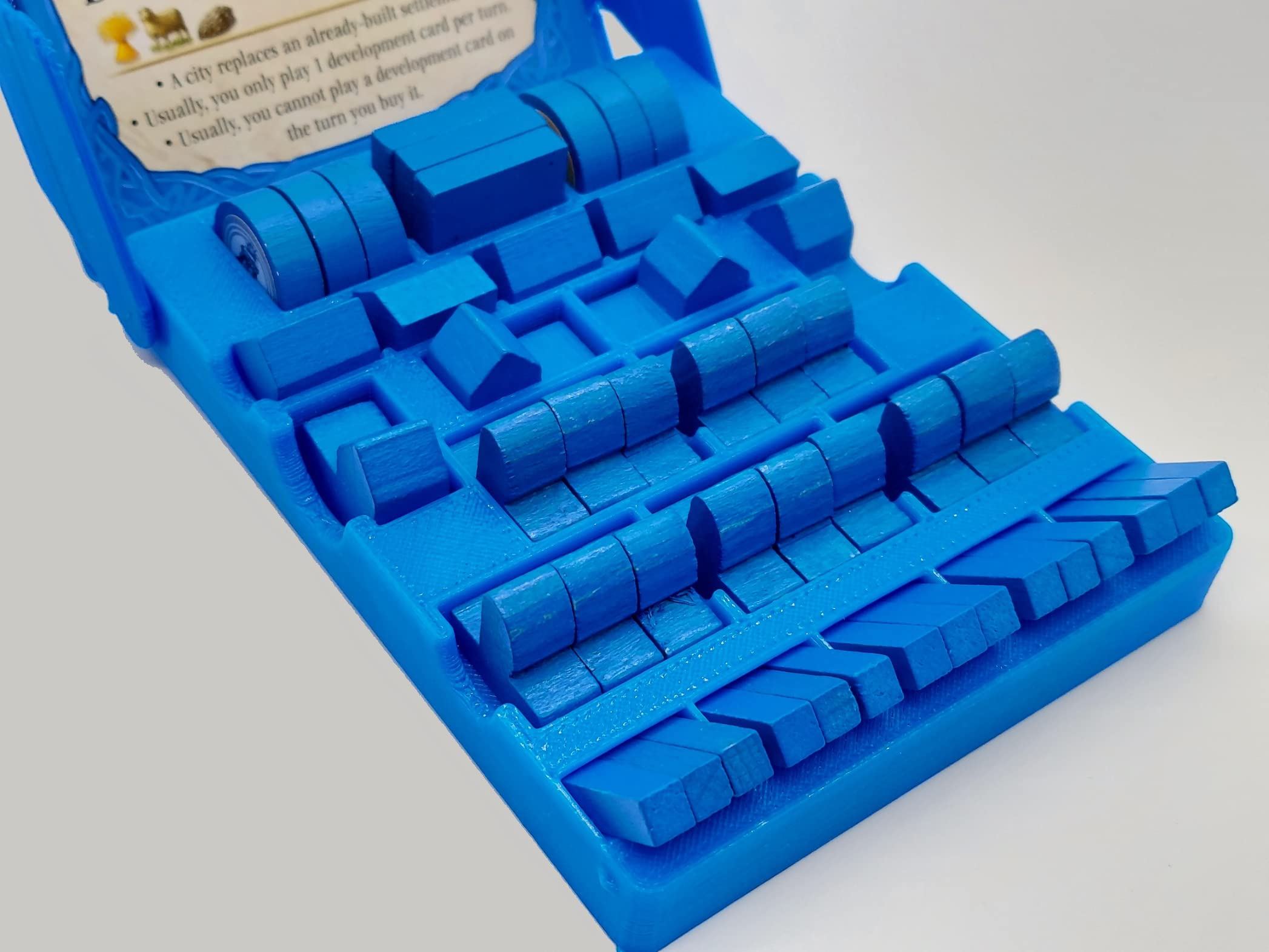 Organizer Insert for Catan Base Game, Seafarers, and Both 5-6 Player Extensions with Player Trays and Card Holder. (Player Trays with Black Organizer)