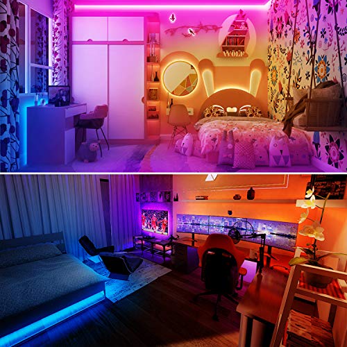 TJOY 6pack Led Edison Light Bulbs+LED Strip Lights with 44 Key Remote 50 ft (44 Key Remote Control +25ft x2+Indoor only)