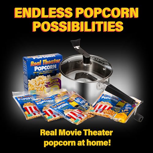 Platinum Series Whirley Pop Popcorn Maker - 6 Quart Stainless Steel Popcorn Popper, Popcorn Maker with Metal Gears, Wabash Valley Farms Stove Top Popcorn Maker (Stainless Steel)