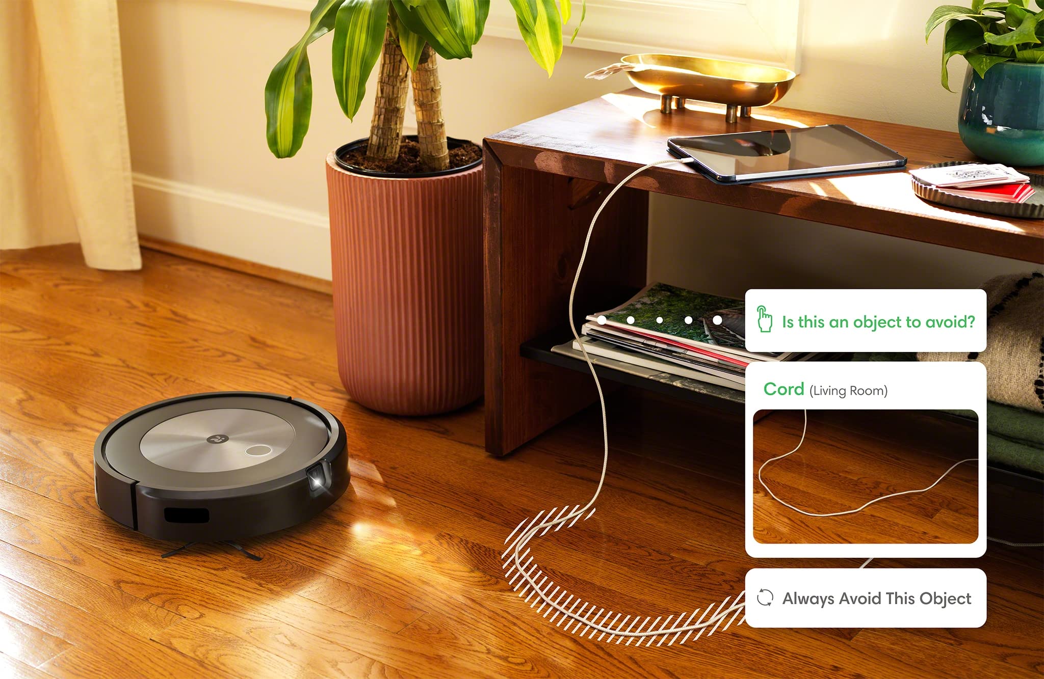 iRobot j7+ (j7 Plus) 7550 Self-Emptying Robot Vacuum Cleaner Bundle - Identifies and Avoids Obstacles Like Pet Waste & Cords, Smart Mapping (+2 AllergenLock Dirt Disposal Bags)