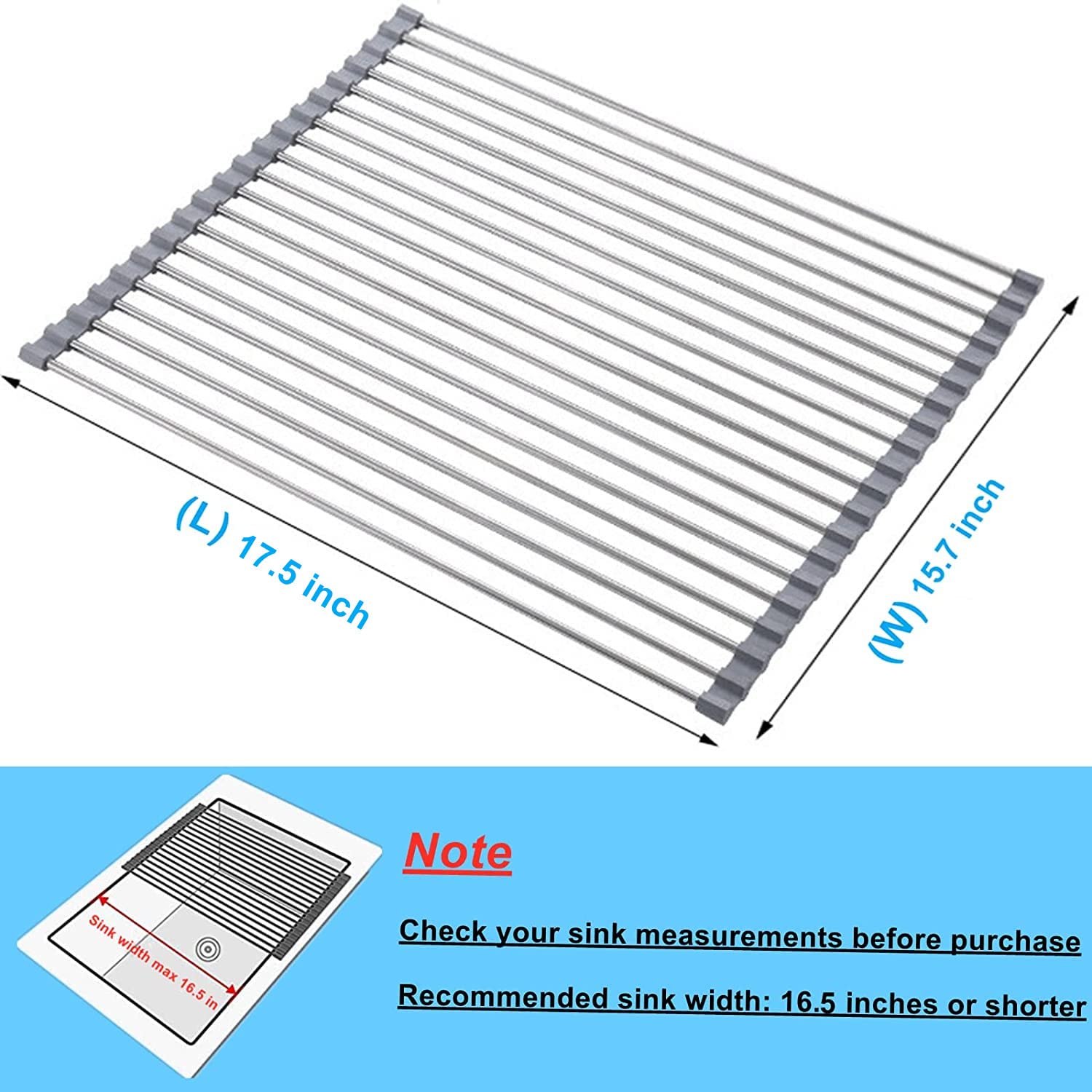 Magnetic Paper Towel Holder for Fridge, Toilet Paper Roll Holder Magnetic Paper Towel Rack Wall Mount and Seropy Roll Up Dish Drying Rack Over The Sink for Kitchen RV Sink 17.5x15.7 in