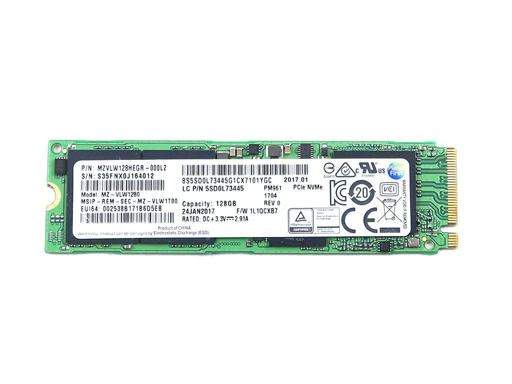 Solid State Drive 5SD0L73445 8S5SD0L73445 Compatible Replacement Spare Part for Lenovo Samsung PM961 MZ-VLW1280 128GB PCI Express 3.0 x4 TLC NVMe M.2 2280 Internal SSD