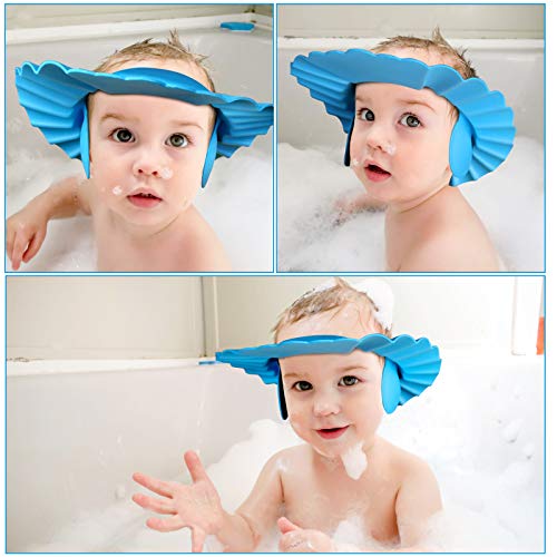 Lamoutor 6Pcs Baby Shower Cap Baby Shampoo Cap Bath Visor Hat Adjustable Baby Hair Washing Shield Hat for Toddler and Children (Pink, Blue and Yellow)