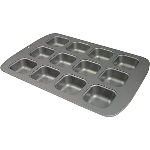 PME Non Stick Bakeware 12 Cavity Mini Square Cake Pan, Standard, Silver