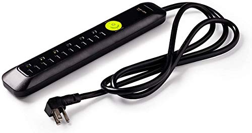 Power Strip Surge Protector with 6 Outlets Heavy Duty 6 ft Extension Cord for Home and Office by Easylife Tech, Black