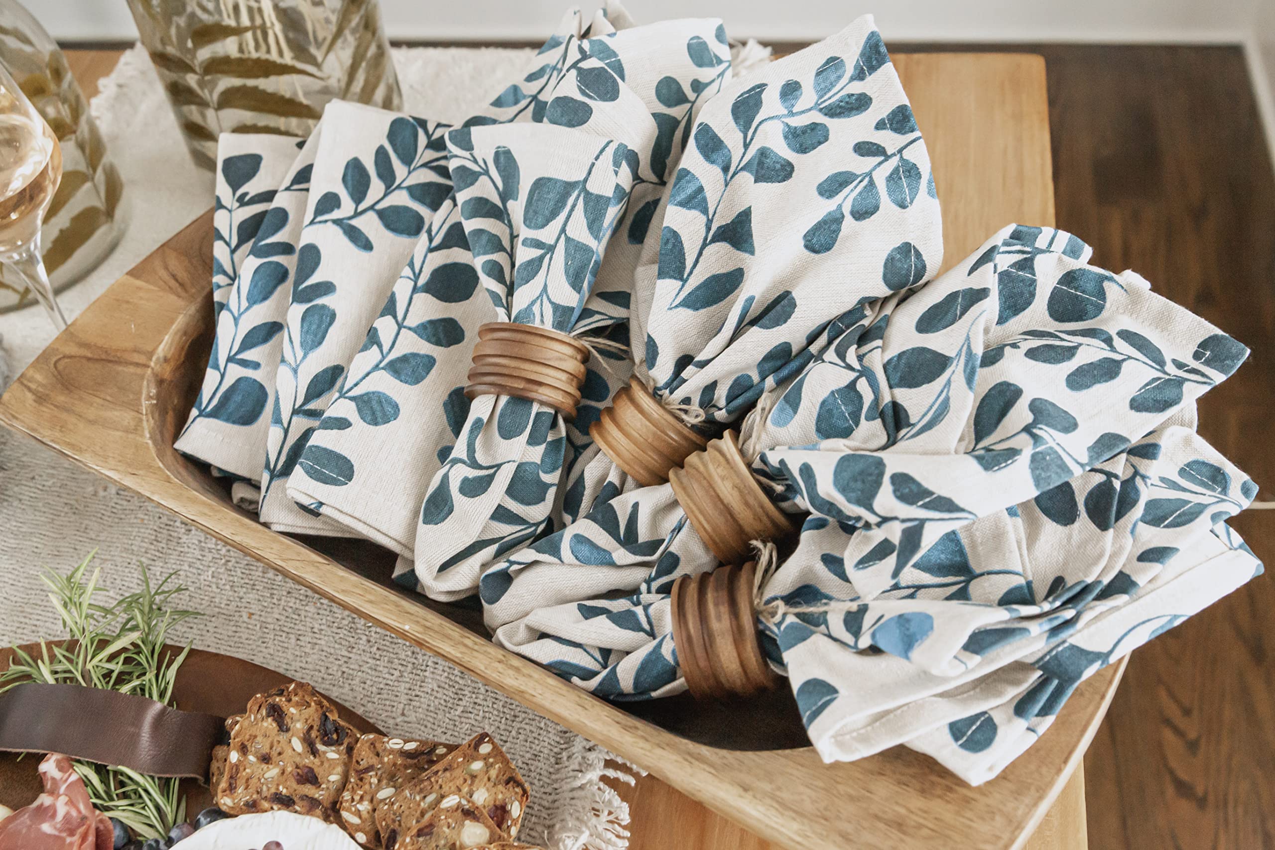 Mud Pie Leaf Napkin Set, Blue, 18" x 18"