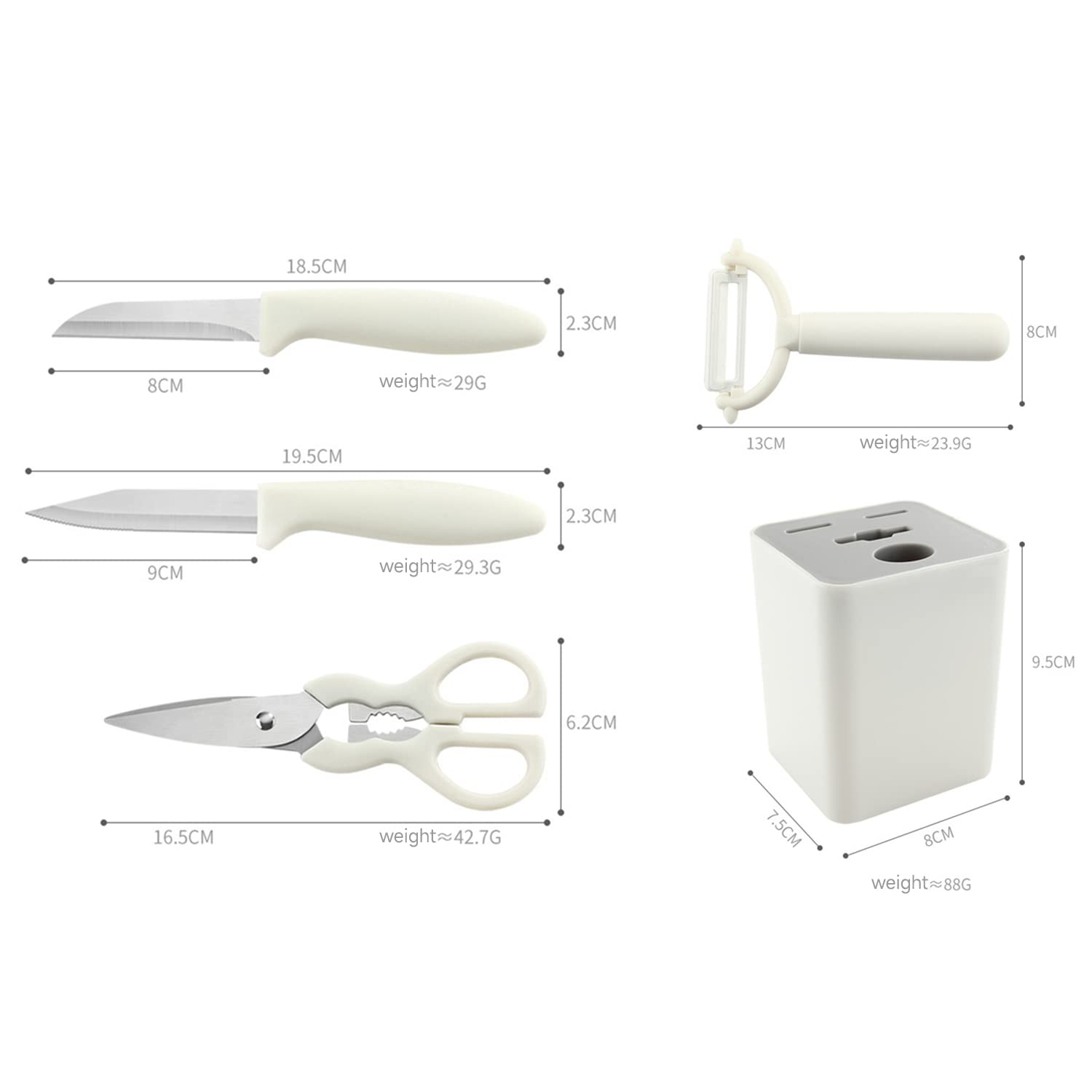 Sluoch Kitchen Fruit Paring Knife Set, 5 Pcs Knife Set Knife Block Ultra Sharp Chef Knives Set Easy-Grip Handle, for Vegetables Fruits Chopping