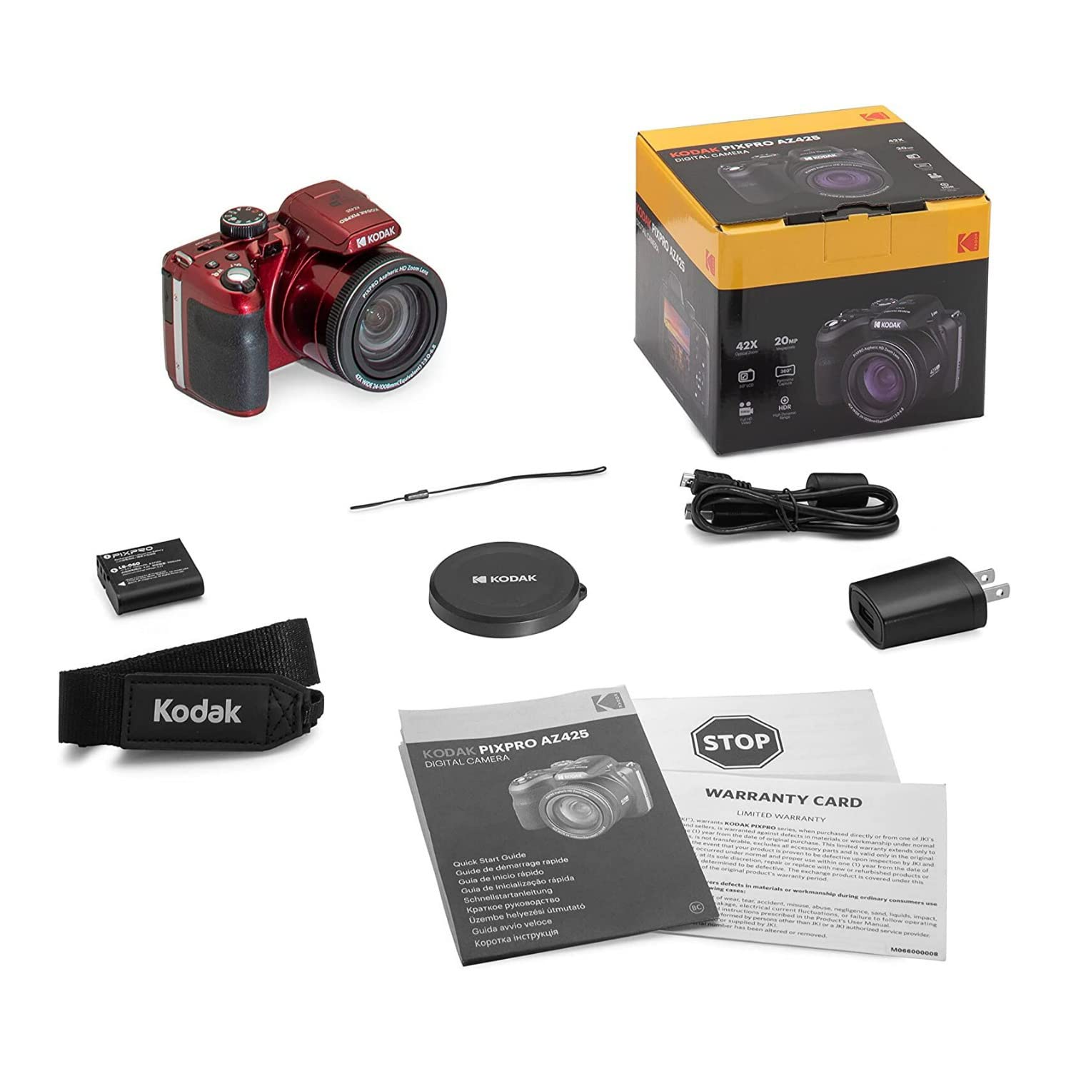 Kodak PIXPRO AZ425 Astro Zoom 20MP Digital Camera with 42x Optical Zoom (White) Bundle with Kodak 32GB SD Card (2 Items)