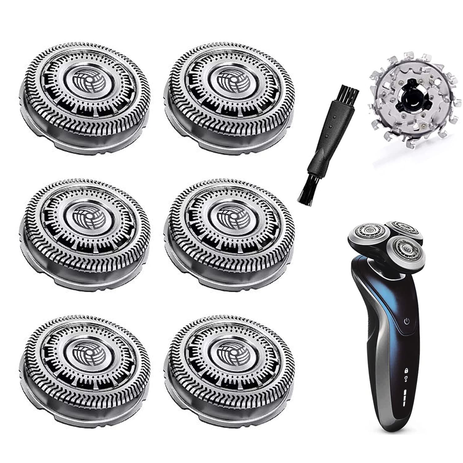 SH60/72 Replacement Heads Compatible with Philipss Norelco Shaver for S6810, S6820, S6850, S6880/81 SH60 norelco Replacement Heads for Series 6000 Shavers | 6Pcs