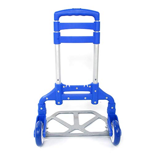 Portable Folding Collapsible Aluminum Cart Dolly Push Truck Trolley, Blue Personal Dolly Hardware Garden Utility