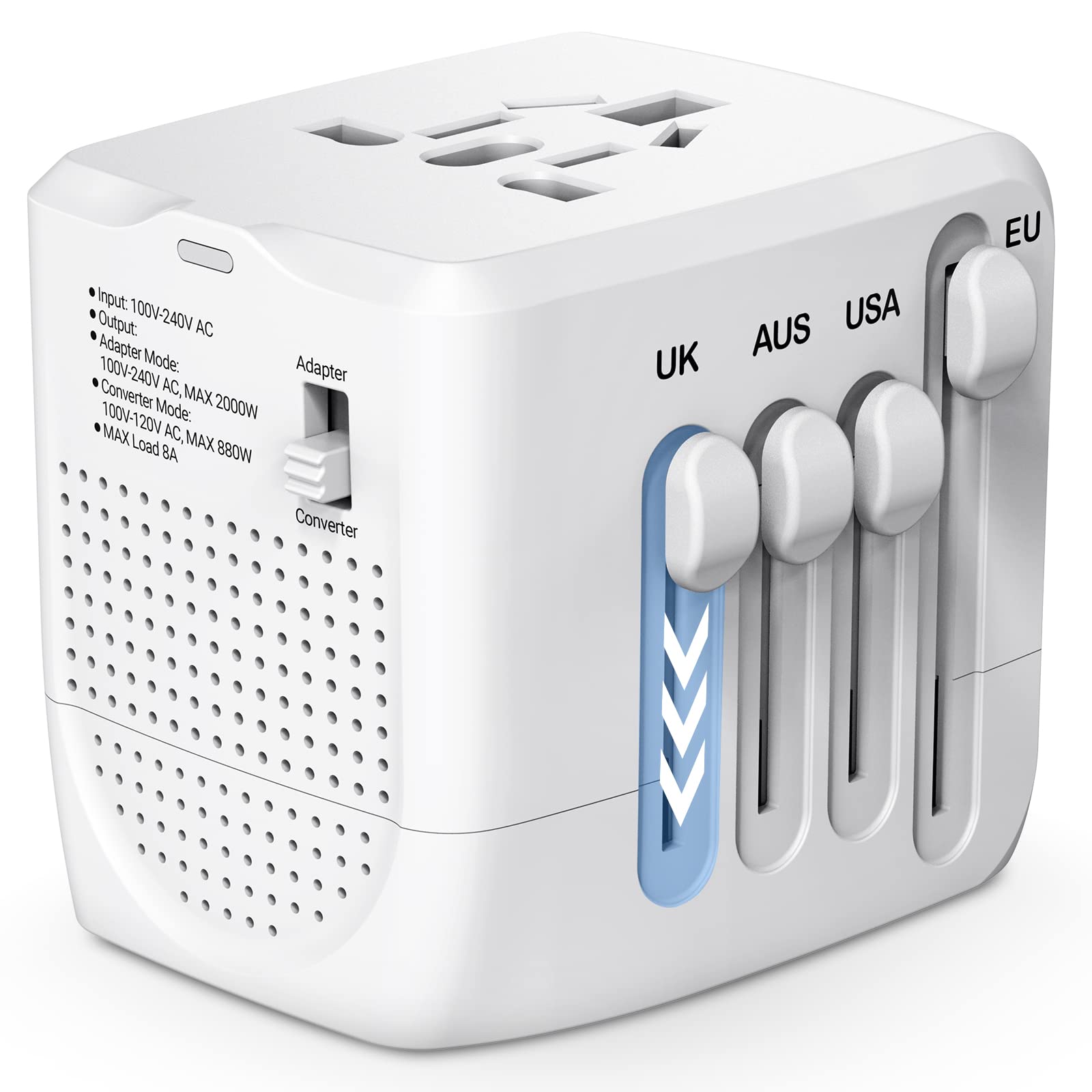 Step Down 220V to 110V Adapter and Voltage Converter Combo + European Travel Plug Adapter for Europe & UK