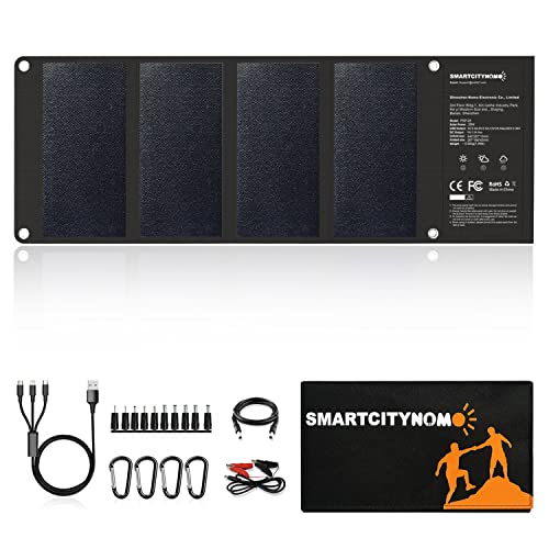 Portable Solar Panel 28W Monocrystalline - Foldable Solar Panel Charger with DC/USB QC3.0/Type-C for Camping, Suitable for iPhone, Android and Samsung Cell Phones, iPad etc.