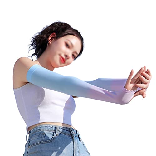 N/A Gradient Ice Sleeves Women's Summer Thin Men's Outdoor Sunshade Sleeves Ice Silk Hand Sleeves Arm Guards Driving (Color : B, Size : 39 * 9cm)