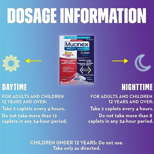 Mucinex Maximum Strength Fast-Max Day Severe Congestion & Cough & Nightshift Night Cold & Flu, Fast Release, Powerful Multi-Symptom Relief, 40 caplets (24 Day time + 16 Night time)